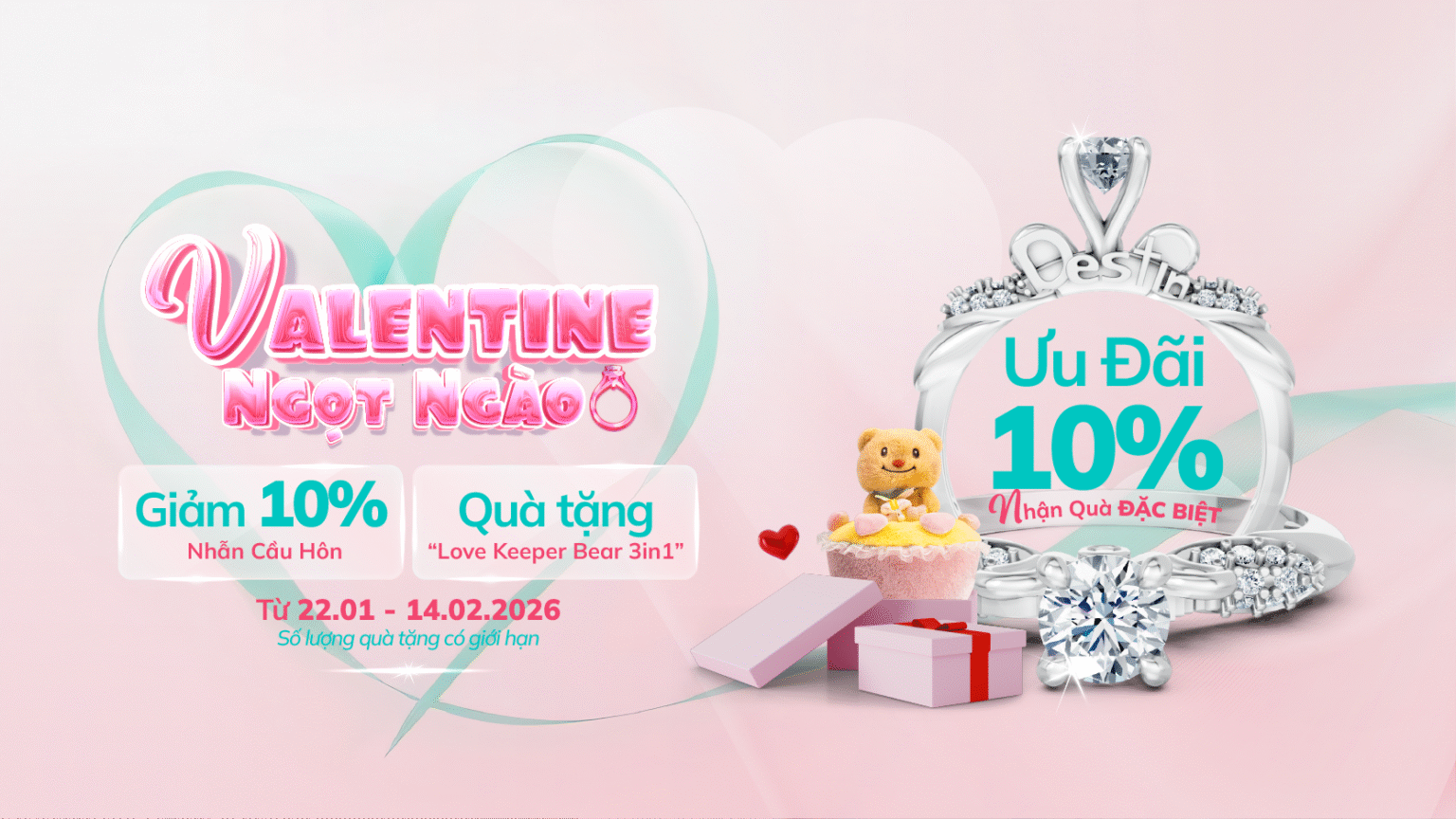 VALENTINE – ƯU ĐÃI 10% NHẪN CẦU HÔN, NHẬN QUÀ ĐẶC BIỆT